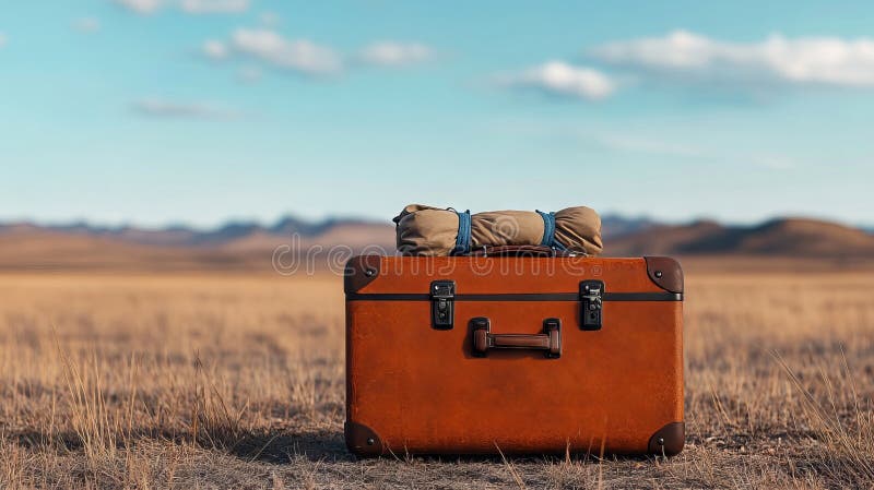 Brown Suitcase Sitting Middle Field Stock Photos - Free & Royalty-Free ...
