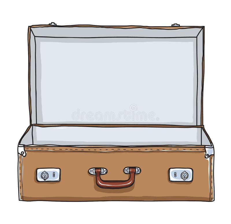 Brown Suitcase Vintage Empty Suitcase Hand Drawn Vector Art ...