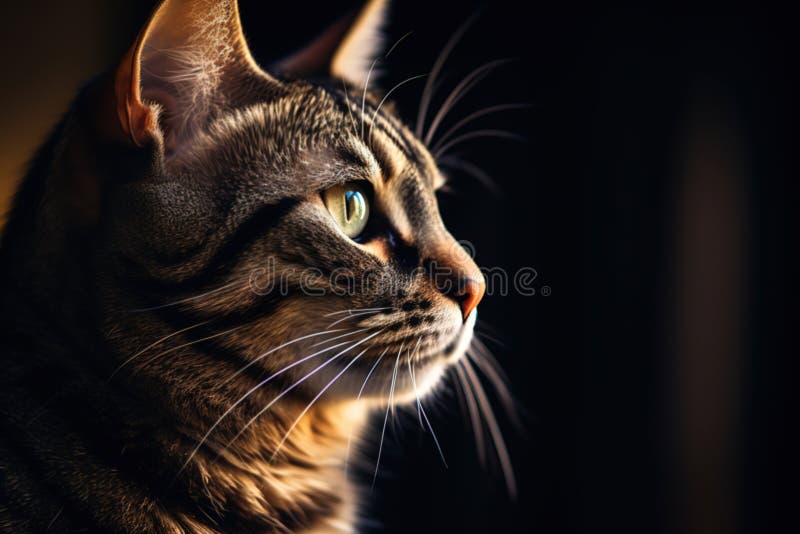 Brown Tabby Cat Portrait with Intricate Details Stock Illustration ...