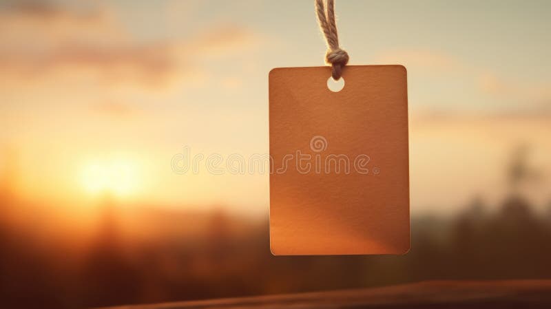 A Brown Tag Hanging from a String in Front of a Beautiful Sunset. this ...