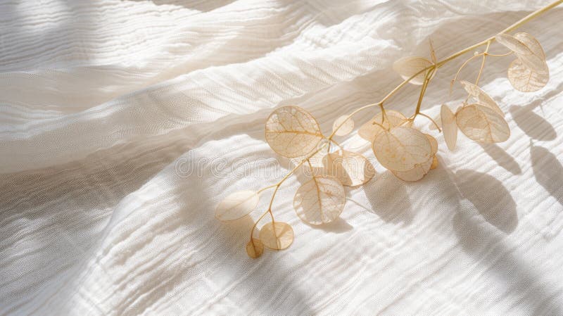 Brown and Tan Autumn Leaves Scattered on a White Fabric Background ...