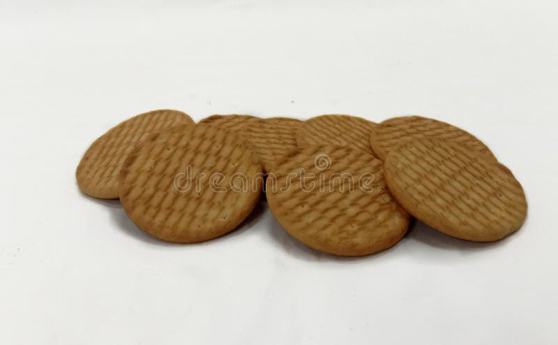 Brown Tea Biscuits Isolated on White Background Stock Photo - Image of ...