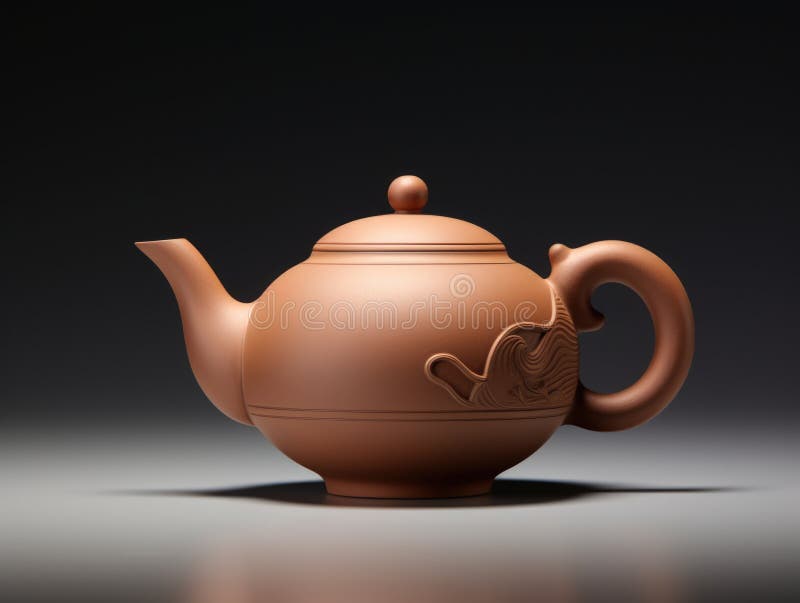 A Brown Tea Pot with a Bird on it Stock Illustration - Illustration of ...