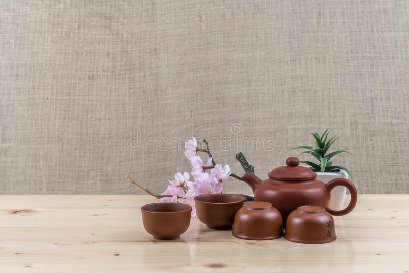 Brown tea set stock photo. Image of vintage, cups, chinese - 76398498