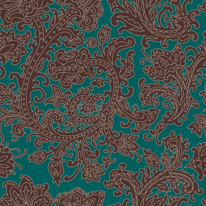 Brown Teal Floral Seamless stock vector. Illustration of flourish ...