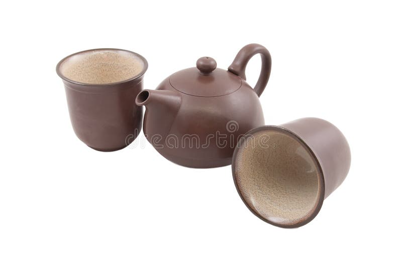 Brown teapot with two cups stock photo. Image of teapot - 13132710