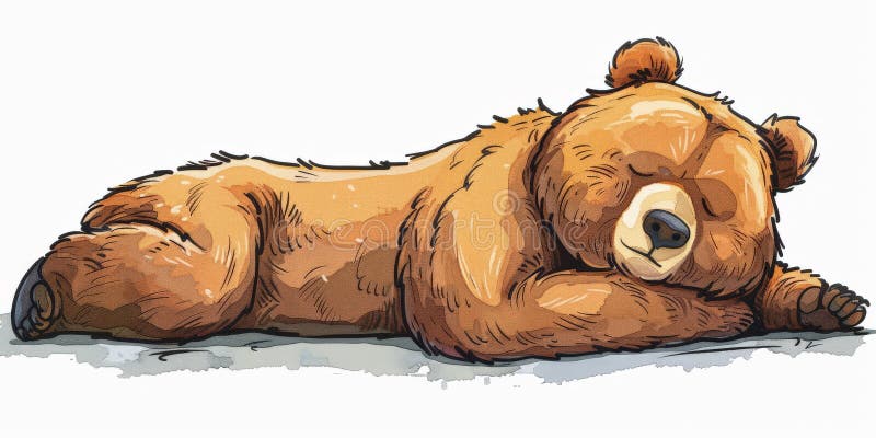 Brown Teddy Bear Laying Down on Ground Stock Illustration ...