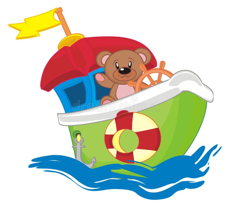 Ship and teddy bear stock illustration. Illustration of travel - 164819527