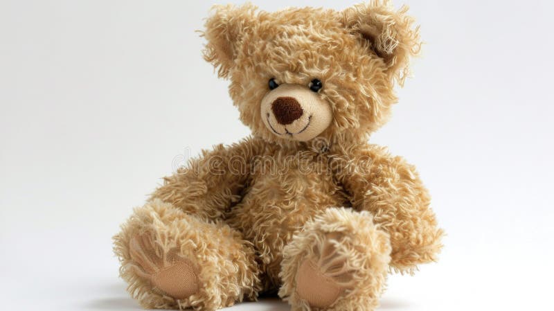 A Cute Brown Teddy Bear Resting on a Clean and Bright White Surface ...