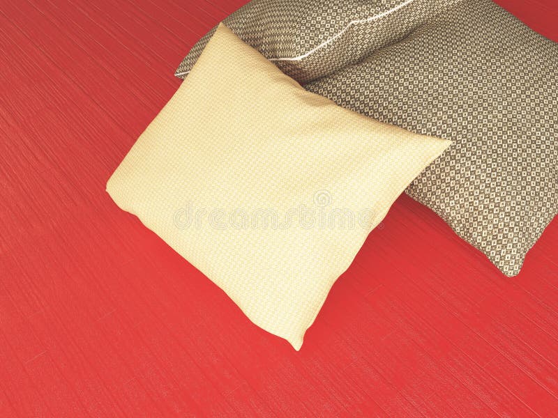 Brown Textile Pillows on the Red Floor. Stock Illustration ...