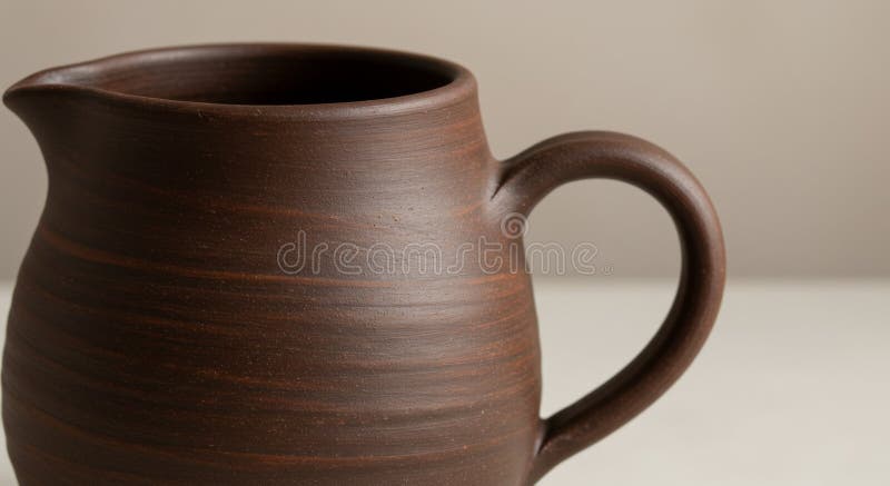 Brown Textured Ceramic Pitcher on Neutral Background Stock Illustration ...