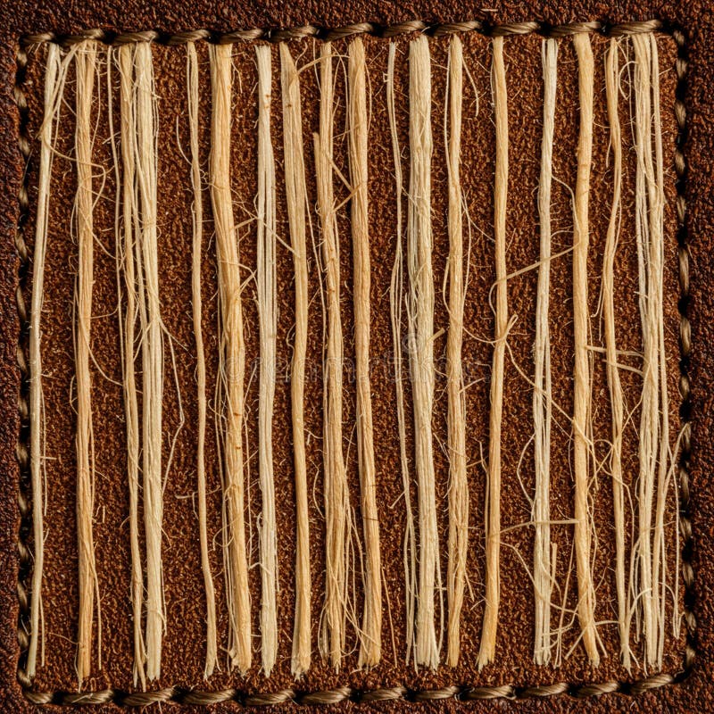 Brown Textured Fabric with Beige Threads Arranged Vertically, Creating ...