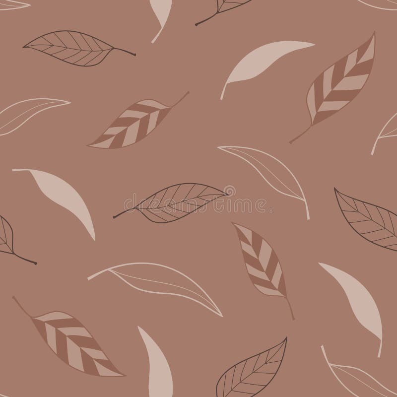 Brown Textured Modern Gum Leaf Seamless Pattern Design Stock Vector ...