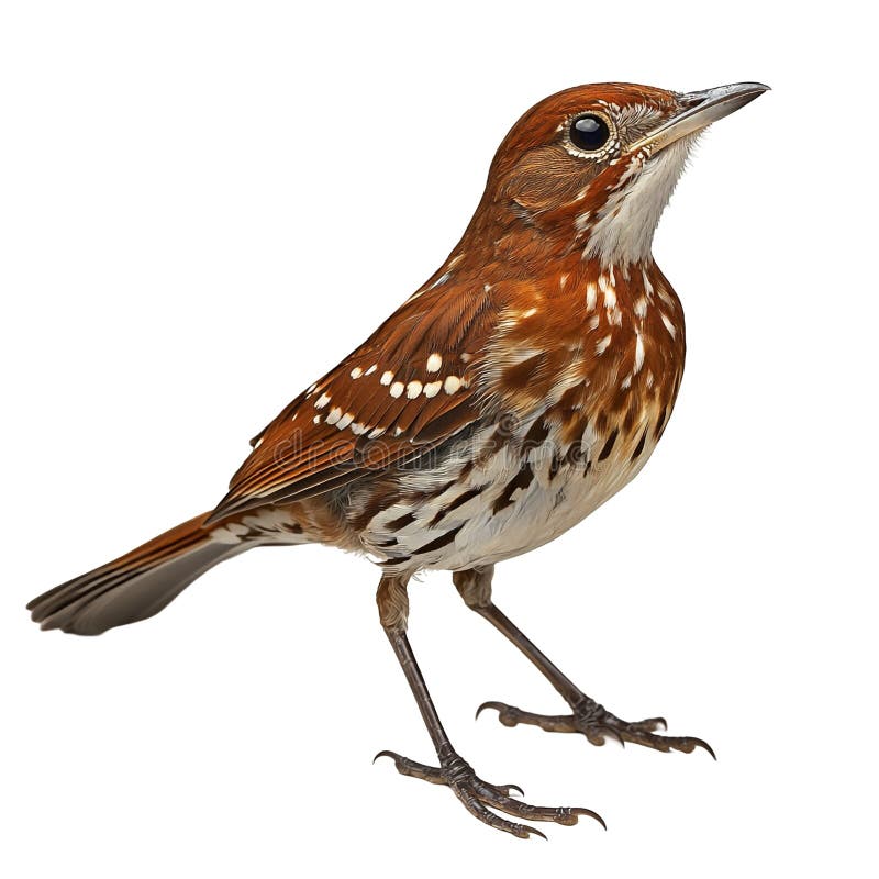 Brown Thrasher Bird Profile Isolated on White Background Stock ...