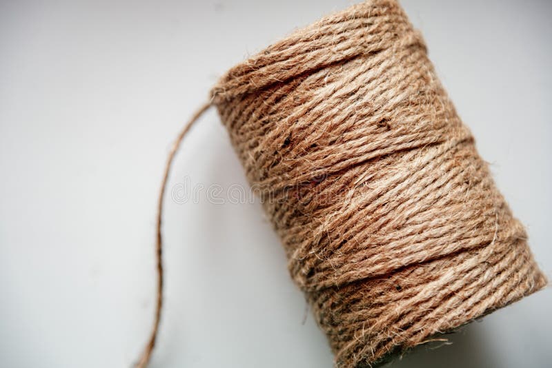 Brown Threads from Natural Materials on a White Background Stock Image ...