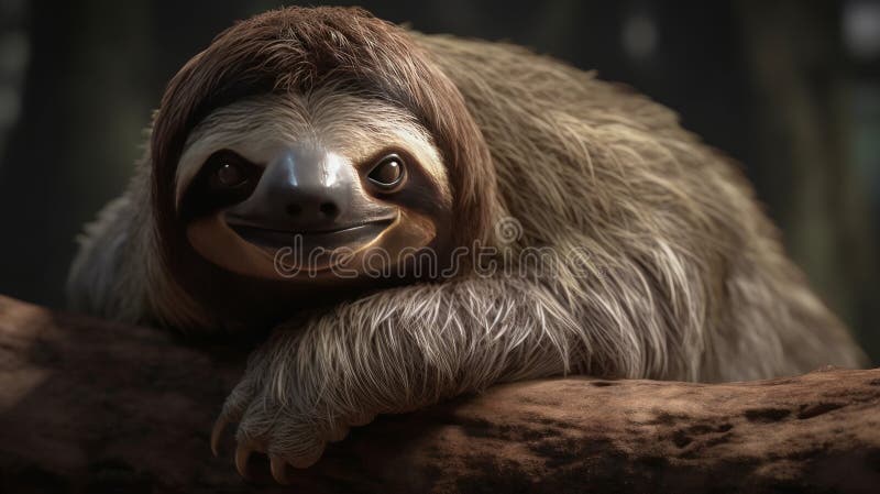 Brown-throated Three-toed Sloth. Generative AI Stock Illustration ...