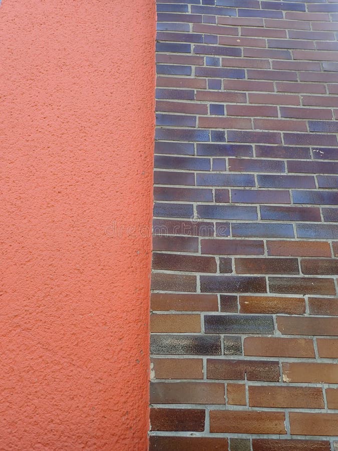 Brown Tile Brick Texture on a Red Wall Stock Image - Image of loft ...