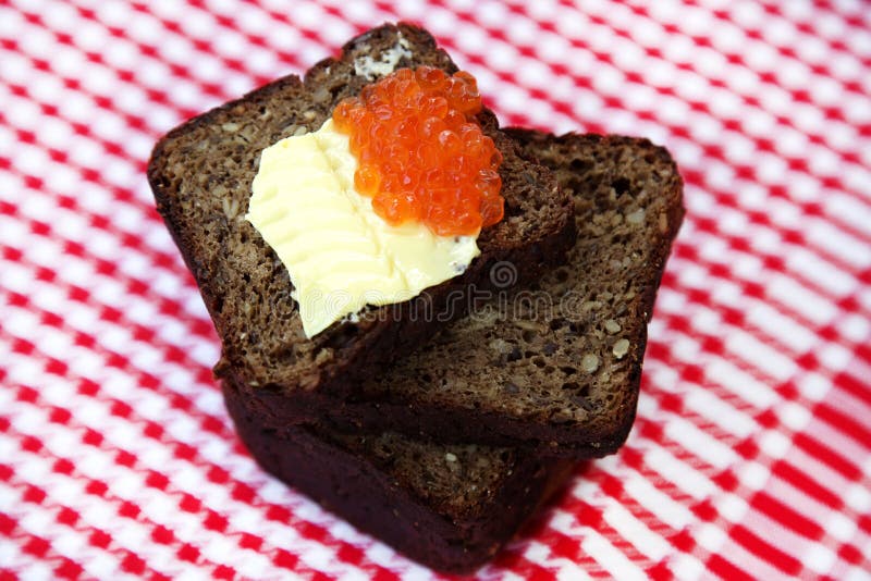 Caviar on Bread with Butter Stock Photo - Image of delicacy, delicious ...