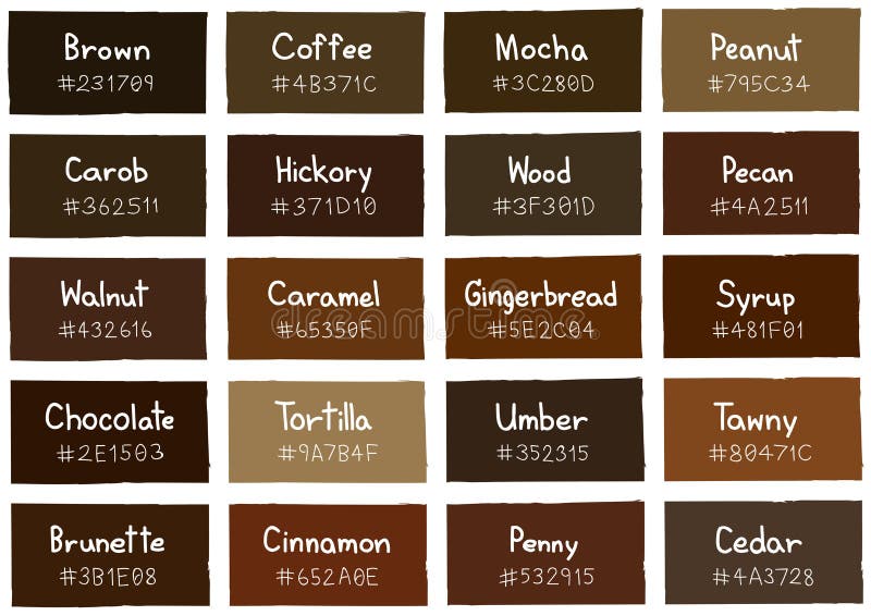 Brown Tone Color Shade Background Mit Code Und Namen Vektor Abbildung ...