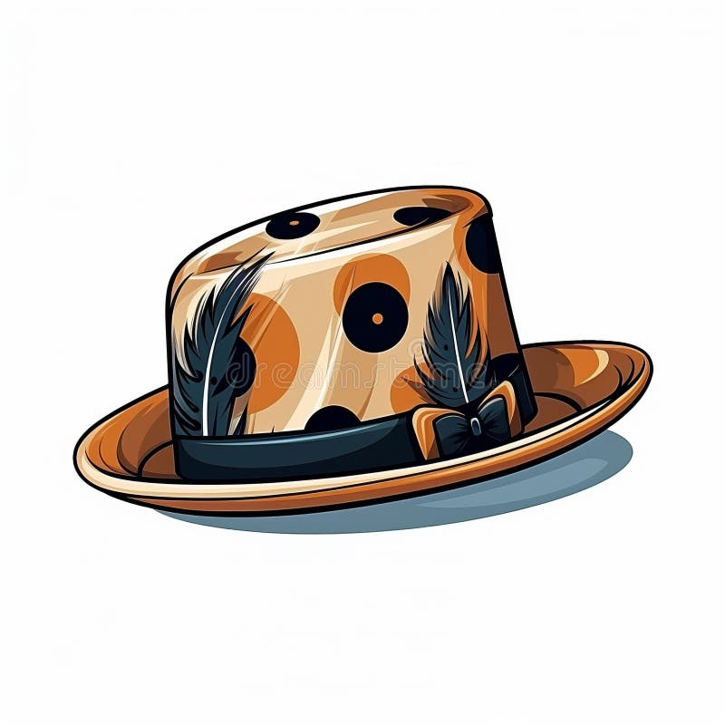 Cartoon Top Hat with Feather and Fox Vector Illustration Stock ...