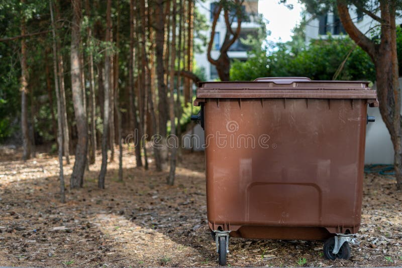 Brown Trash Can for Biodegradable Organic Waste Stock Image - Image of ...