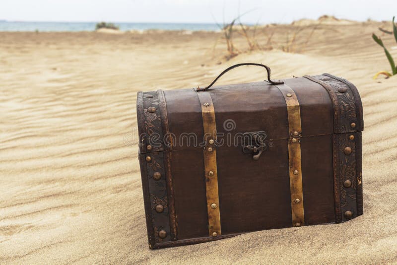 Brown Treasure stock photo. Image of beach, buried, container - 53940476