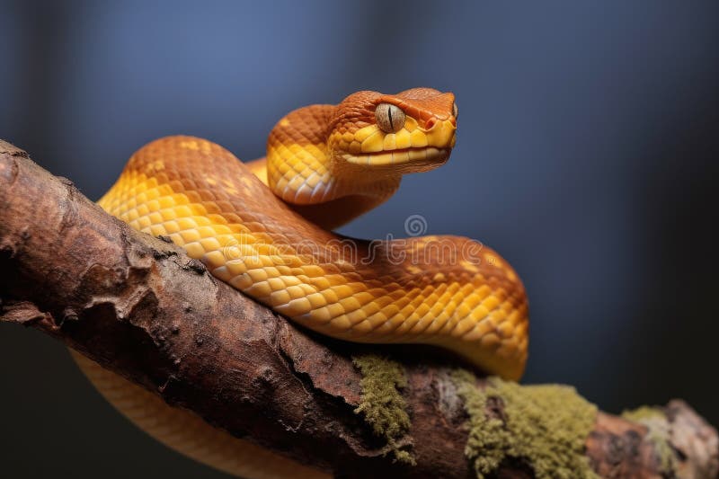 Brown Tree Snake Curled on a Tree Branch Stock Illustration ...