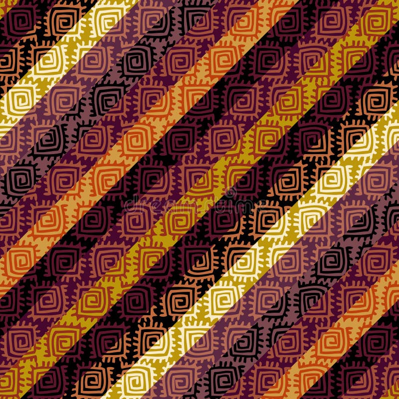 Brown Tribal Background of Random Spiral Shapes. Stock Vector ...