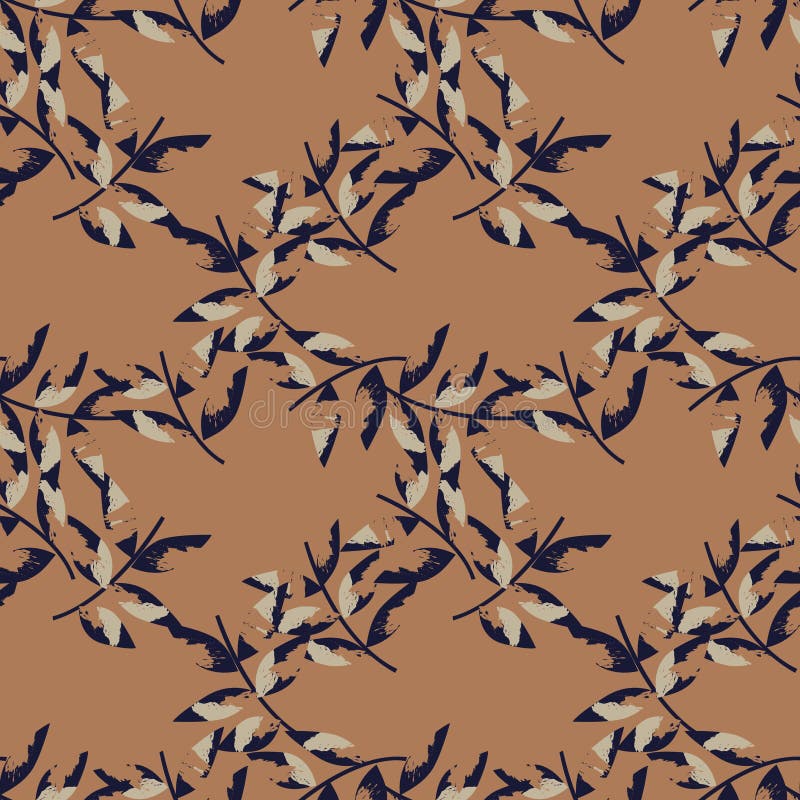 Brown Tropical Botanical Leaf Seamless Pattern Background Stock Vector ...