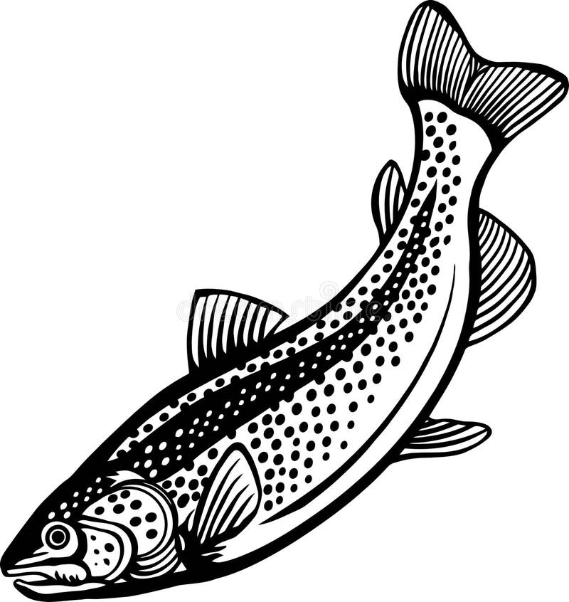 Brown Trout - American Fishes - Logo Fish Vector, Fish Stencil Stock ...