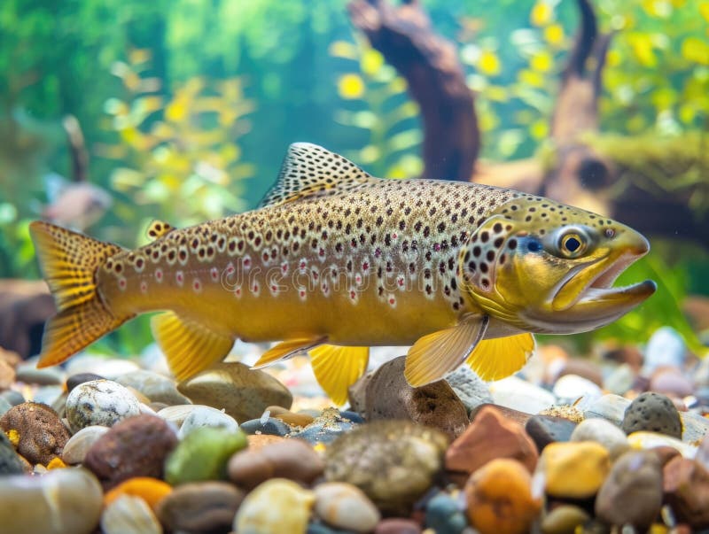 Brown Trout in Fish Tank stock image. Image of aquatic - 375521431