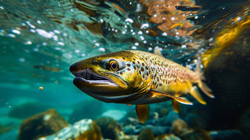 A Brown Trout Swimming in the Water Stock Image - Image of rainbow ...