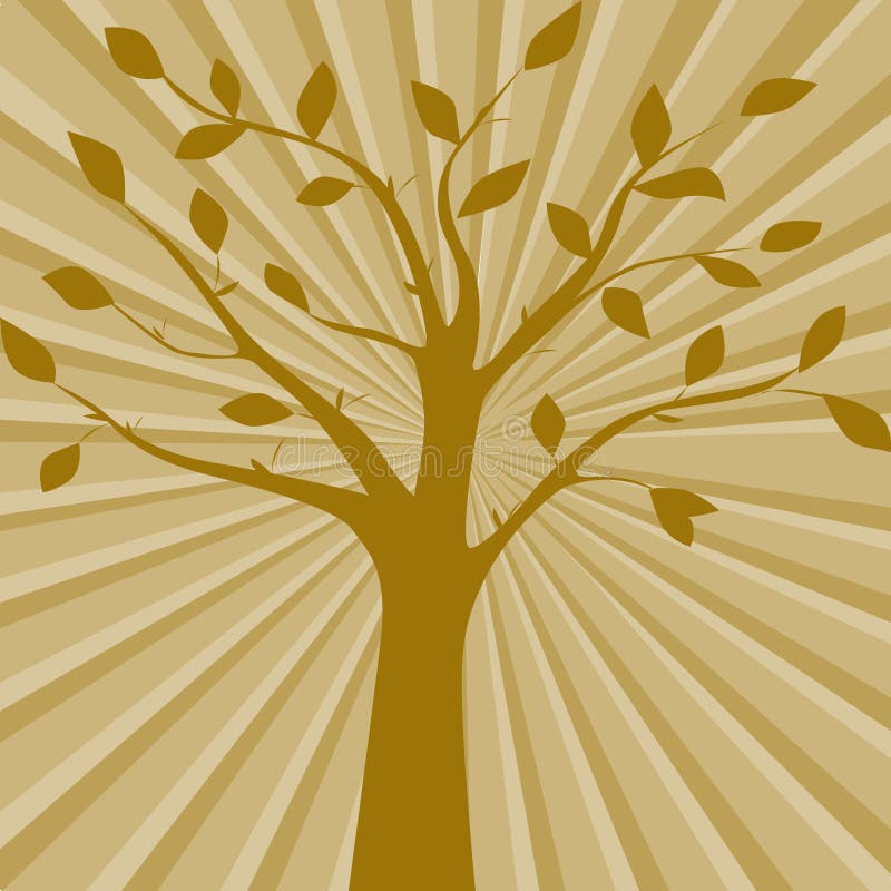 Brown Vector Illustration of Tree Silhouette on the Abstract Background ...
