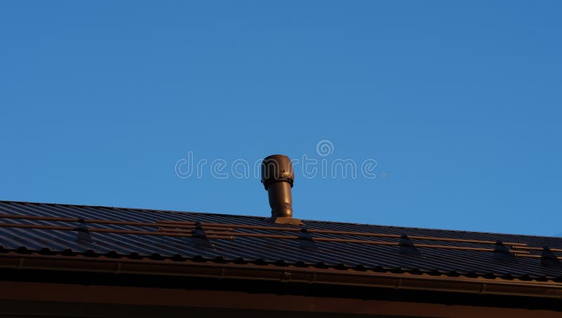 Brown Vent Stack on a Roof of a House Stock Image - Image of flue ...