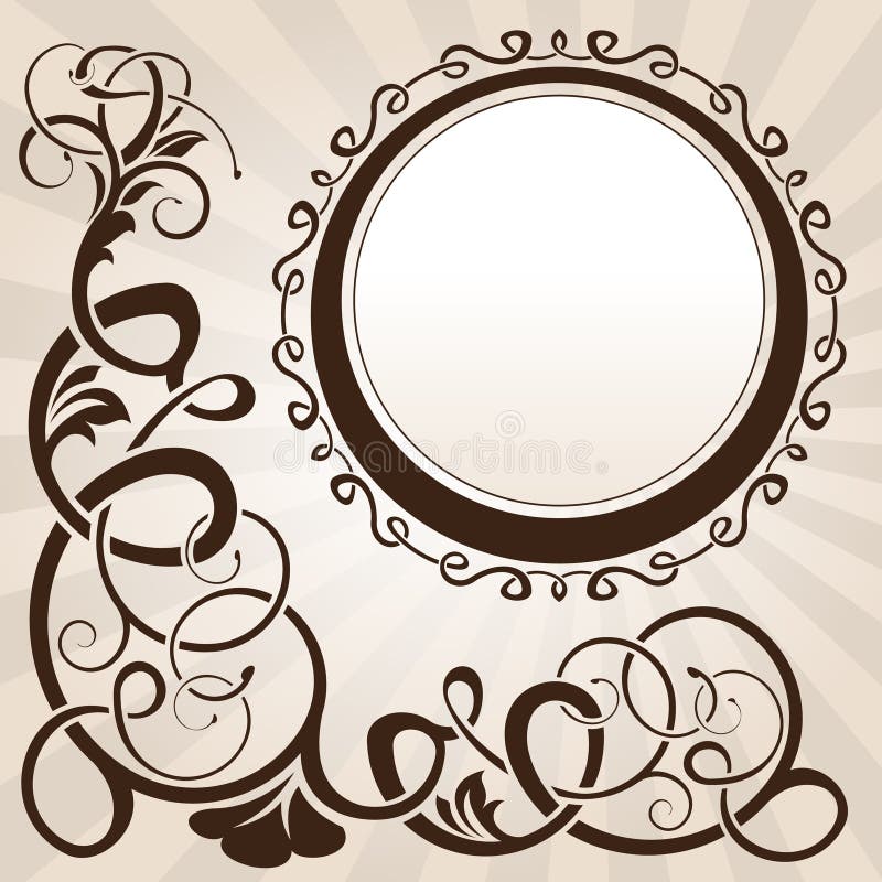 Brown Vintage Floral Corner with Frame Stock Vector - Illustration of ...
