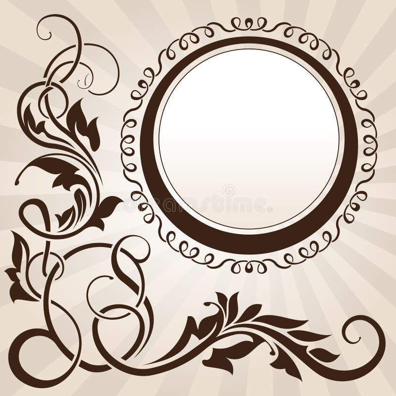Brown Vintage Floral Corner with Frame Stock Vector - Illustration of ...