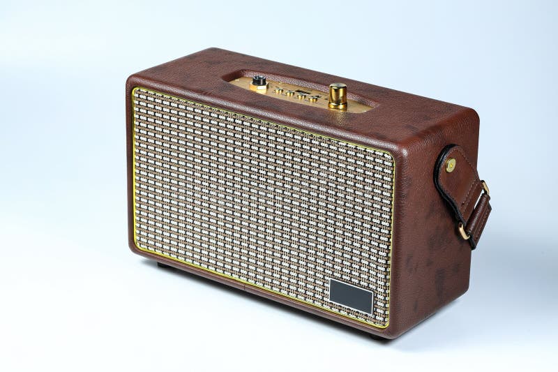 Brown Vintage Style Portable Wireless Speaker Isolated on White ...