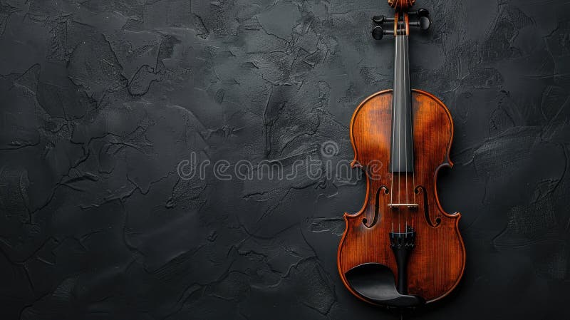 Brown Violin on a Black Textured Background. Vintage Violin Stock Image ...