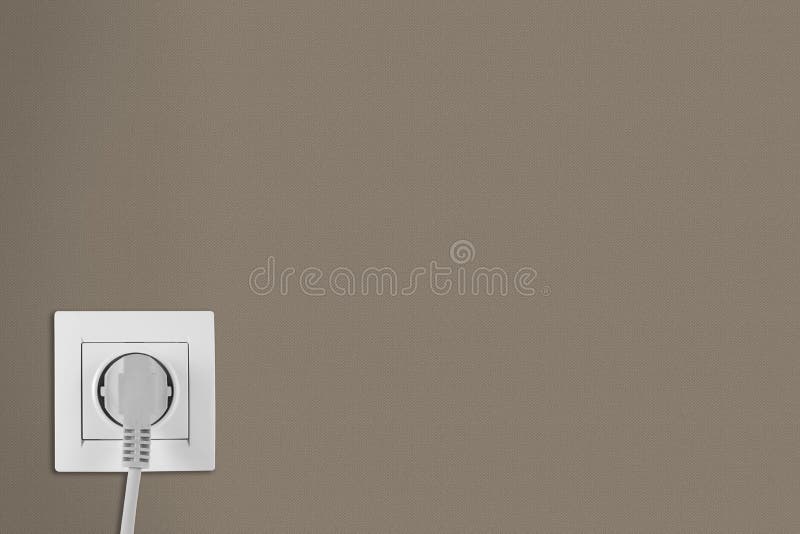Brown Wall with Power Socket and Inserted Plug. Electrical Supply Stock ...