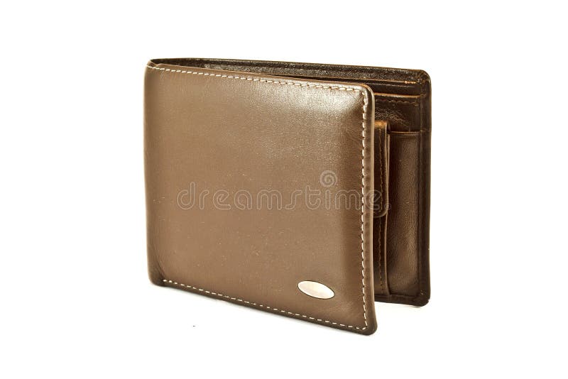 Brown wallet stock image. Image of white, single, studio - 33590033