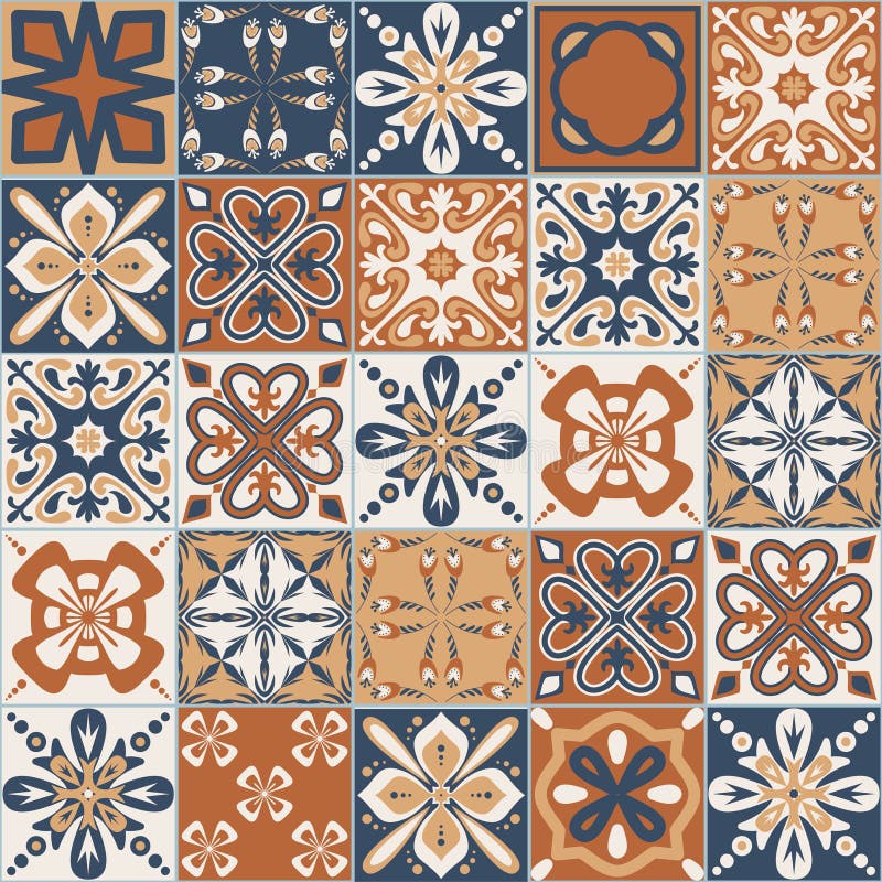 Brown Walnut Ceramic Tiles for Design, Square Vintage Spanish Patchwork ...