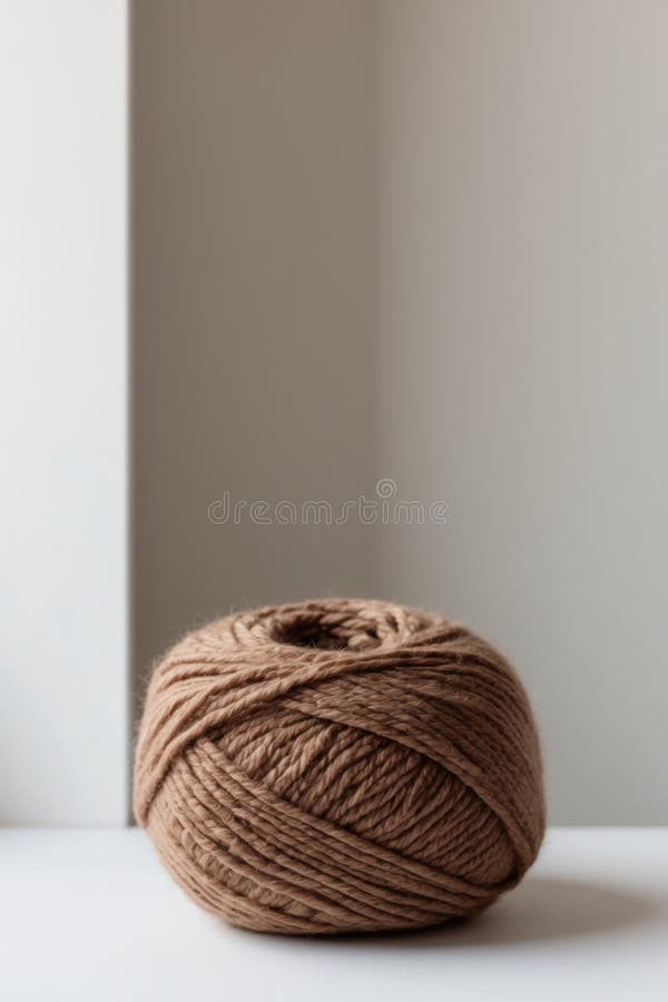 Brown Warm and Cozy Yarn Ball of Alpaca Wool. Stock Image - Image of ...