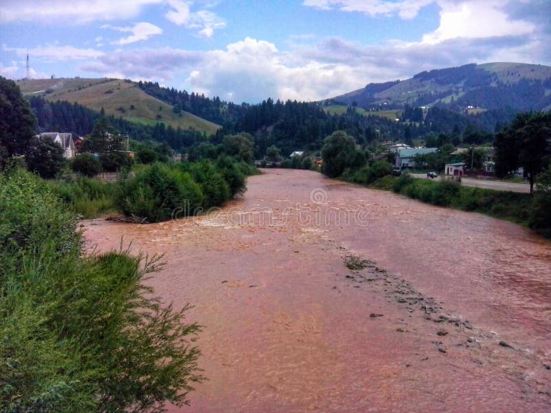 The Brown Water in the River, Formed by a Landslide, is Interesting ...
