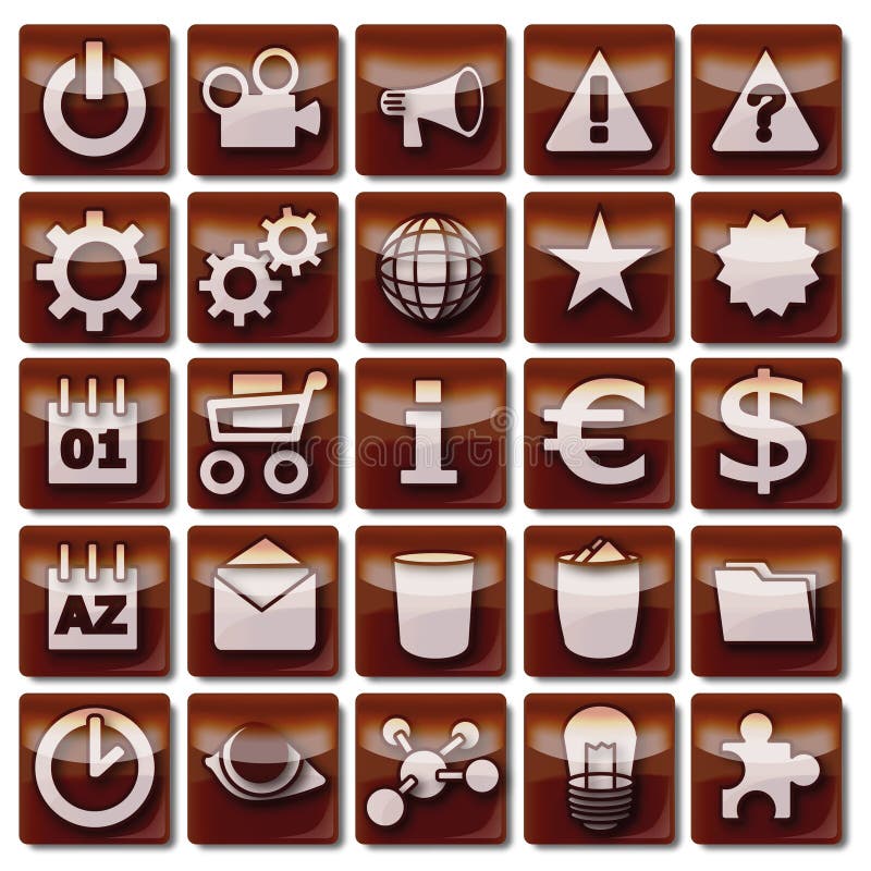 Brown web icons 51-75 stock vector. Illustration of delete - 37764807