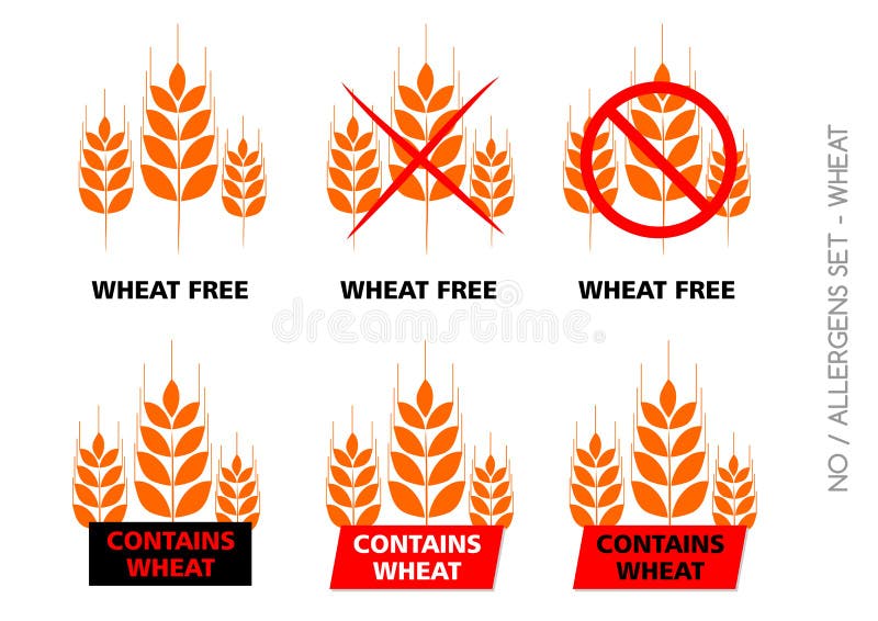 Brown Wheat Free Signs on White Background Stock Vector - Illustration ...