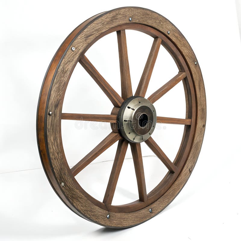Brown Wheel with Metal Rim Isolated on White Background Stock ...