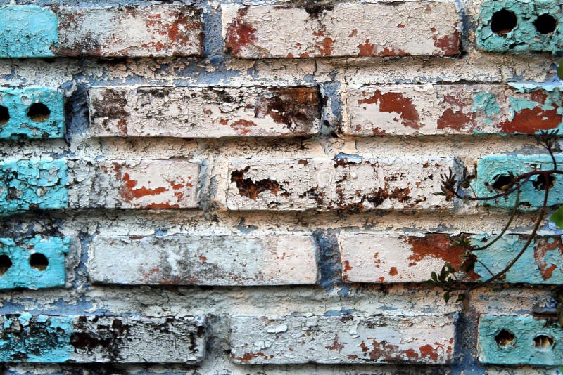 Brown, White and Blue Bricks for Background. Stock Image - Image of ...