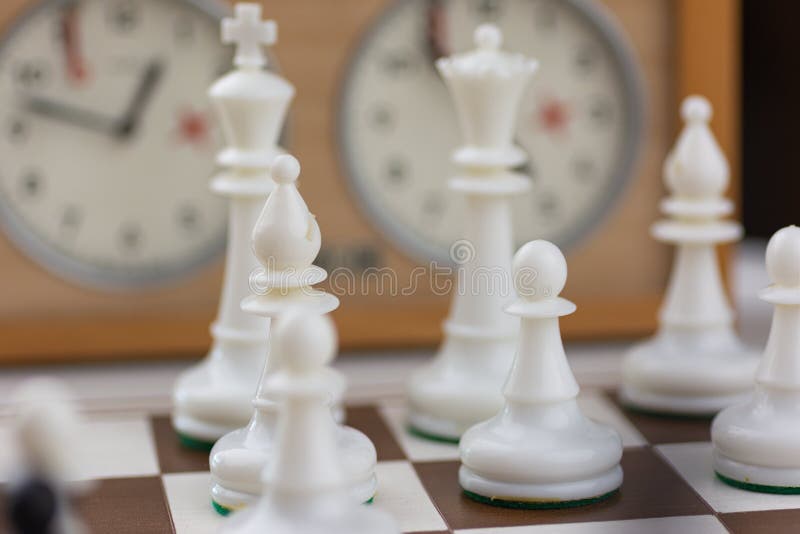 Brown and White Chess Board with Chess Pieces Stock Image - Image of ...