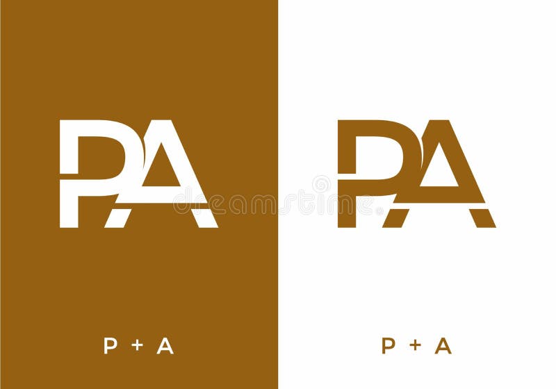 Brown and White Color of PA Initial Letter Stock Vector - Illustration ...