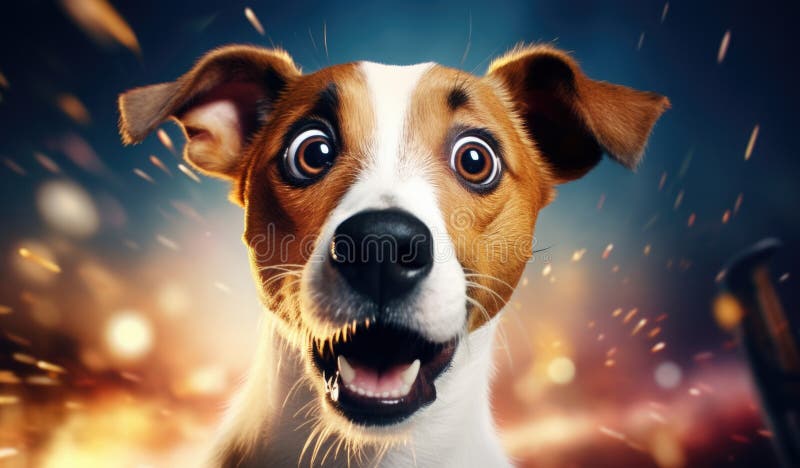 A Brown and White Dog Has a Surprised Expression on Its Face Stock ...